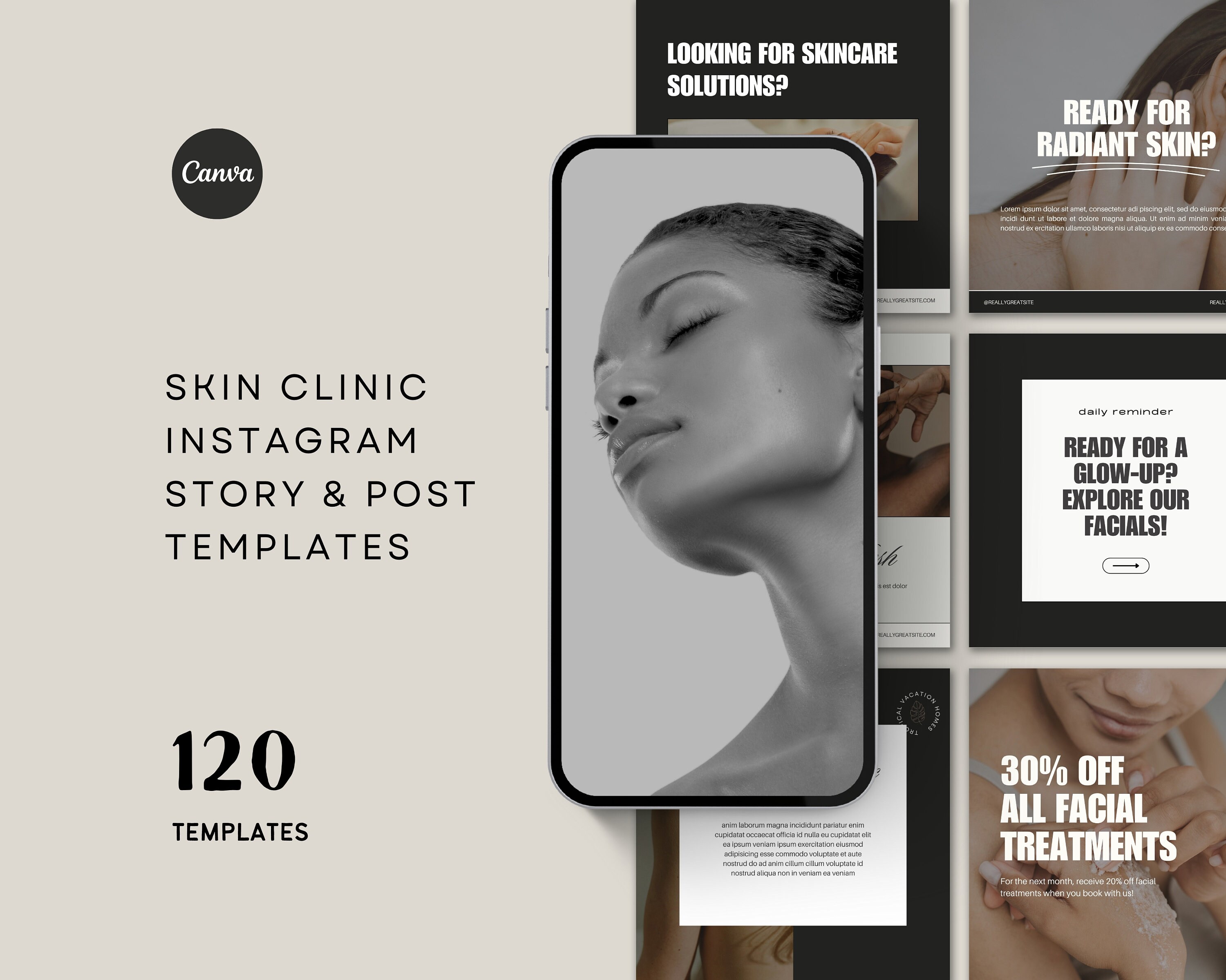 120 Aesthetic Skin Clinic Instagram Post & Story Templates Skin Clinic ...