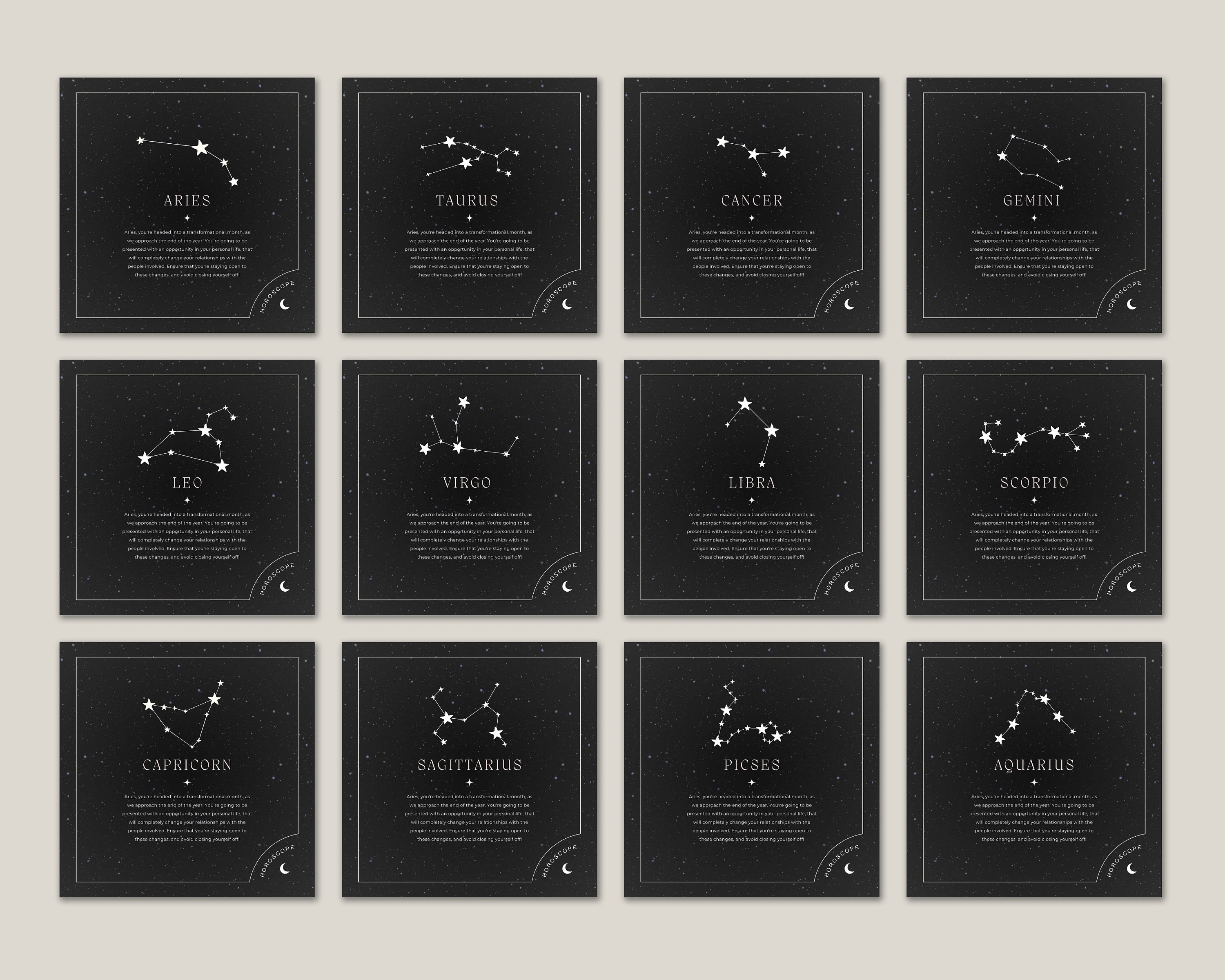 120 Astrology Instagram Post & Story Templates | Spiritual | Zodiac ...