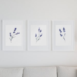 Lavender Watercolor Print Wall Art, Set of 3, Minimalist Purple Print ...