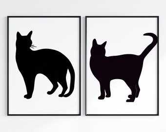 Printable Black Cat Art - Etsy