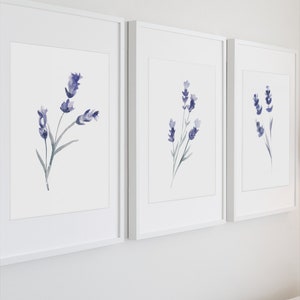 Lavender Watercolor Print Wall Art, Set of 3, Minimalist Purple Print ...