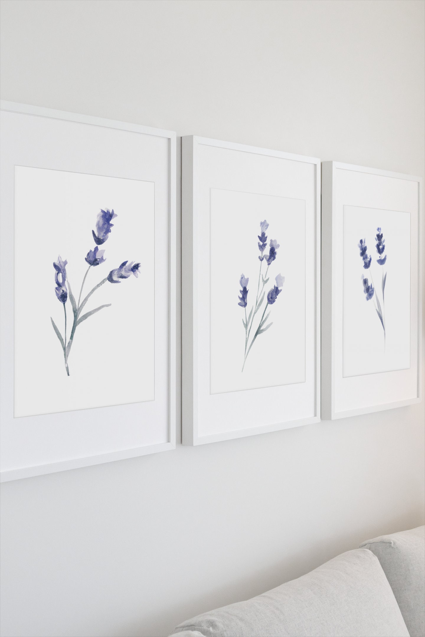 Lavender Watercolor Print Wall Art, Set of 3, Minimalist Purple Print ...