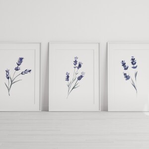 Lavender Watercolor Print Wall Art, Set of 3, Minimalist Purple Print ...
