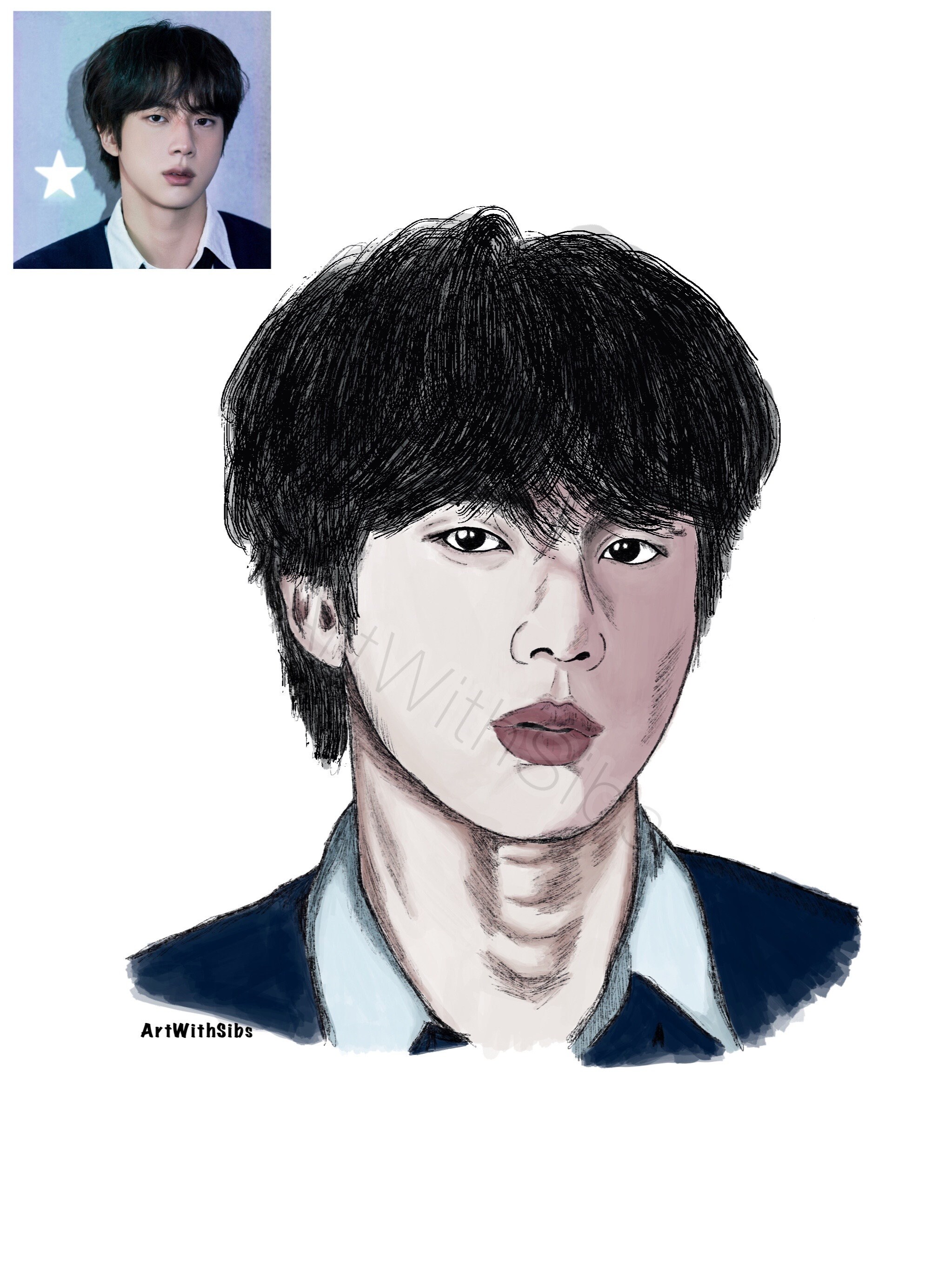 Jin of BTS Sketch Portrait | Kim SeokJin Skizzen | BTS Zeichnung ...