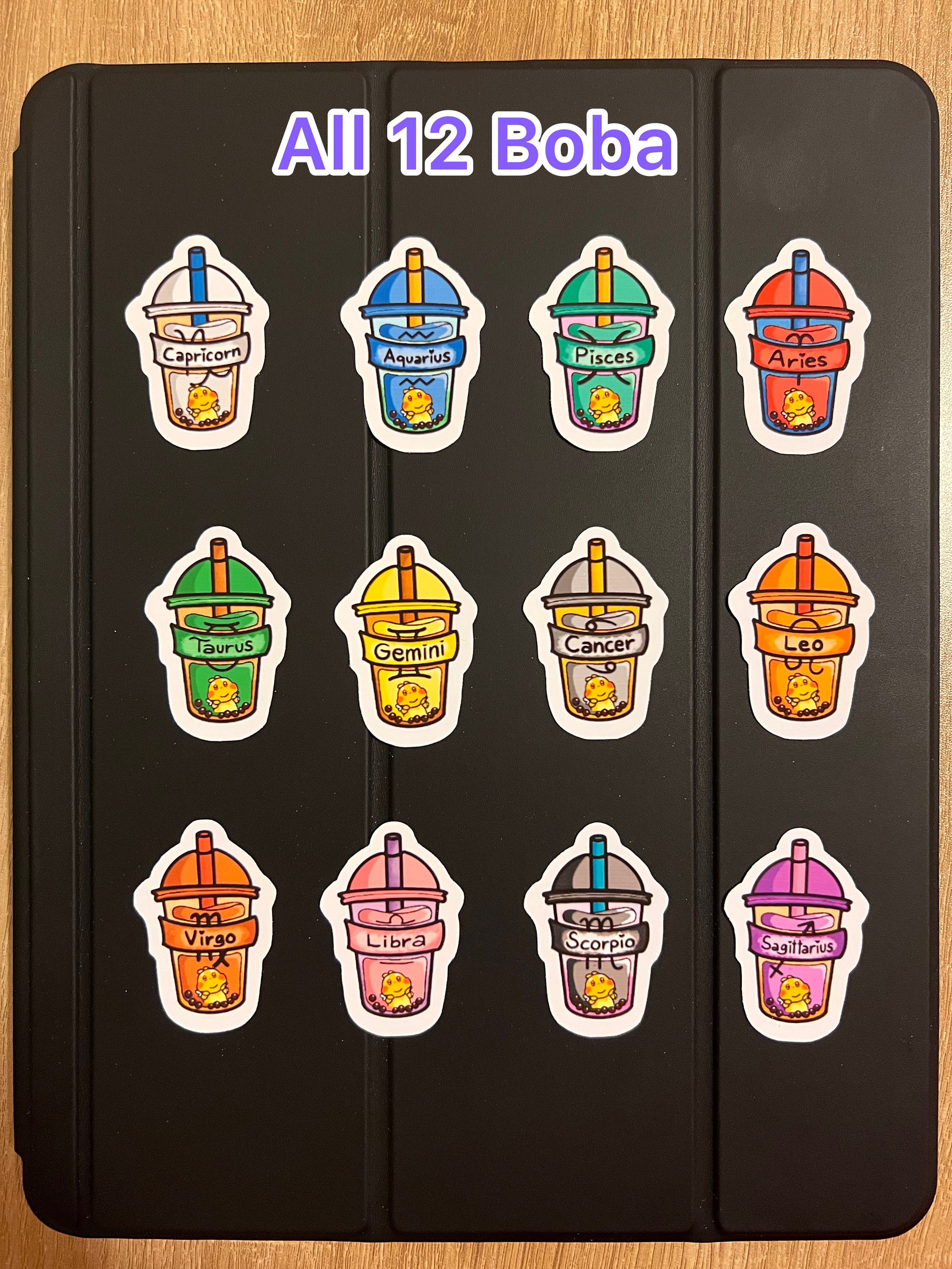 12 Zodiac Sign Boba/bubble Tea Stickers for Zodiac Sign and Boba Lovers ...