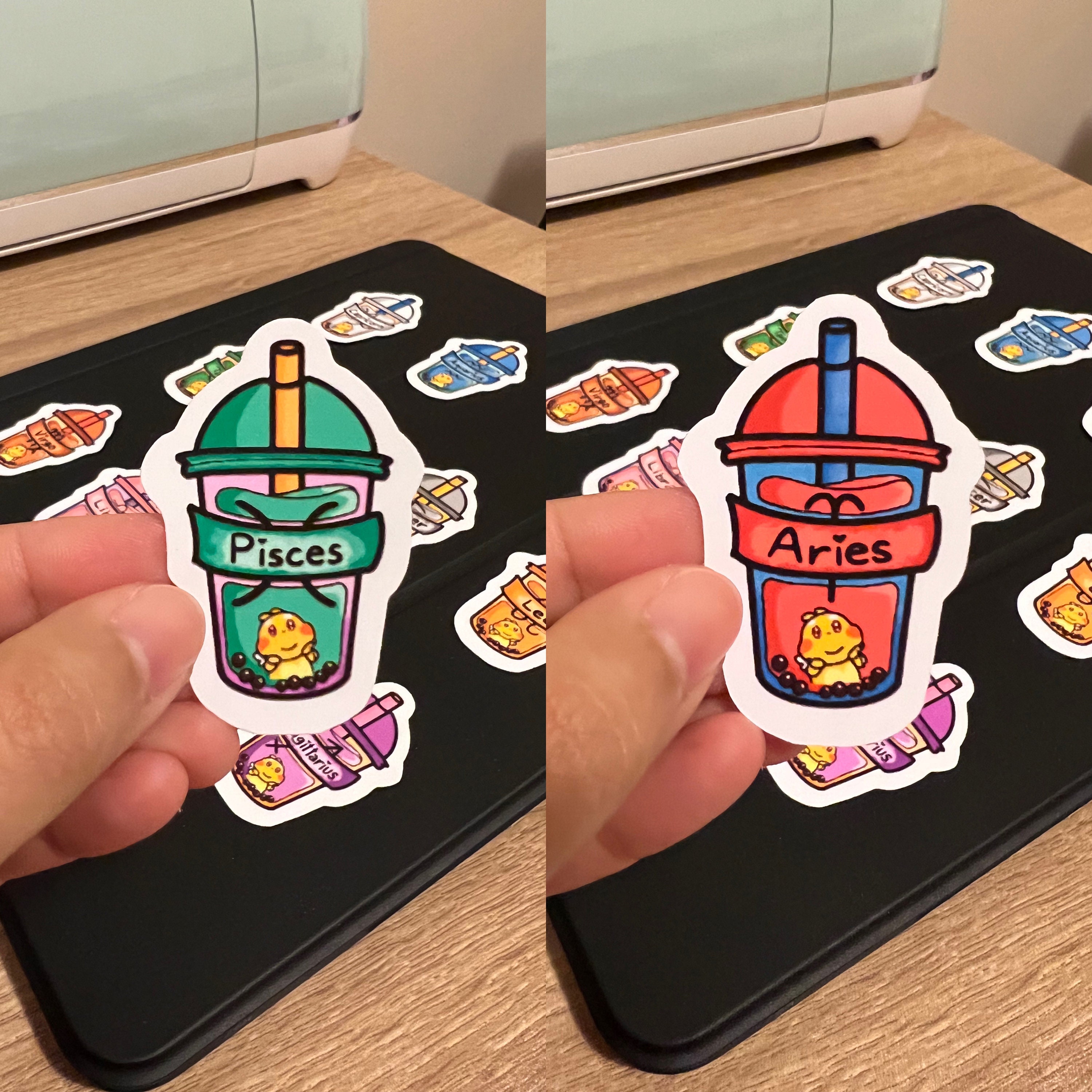 12 Zodiac Sign Boba/bubble Tea Stickers for Zodiac Sign and Boba Lovers ...