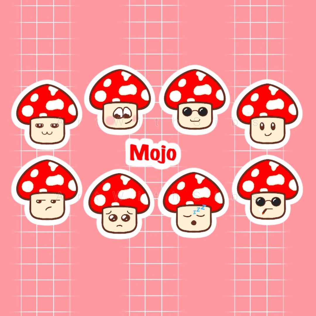 Emote Mushroom Stickers | Emoji Mojo the Mushroom | Cute Tall Mushroom ...