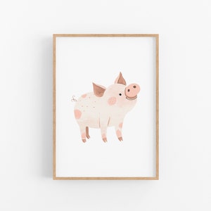 Pig Nursery Print | Printable Farm Nursery Decor, Farm Animals Poster ...