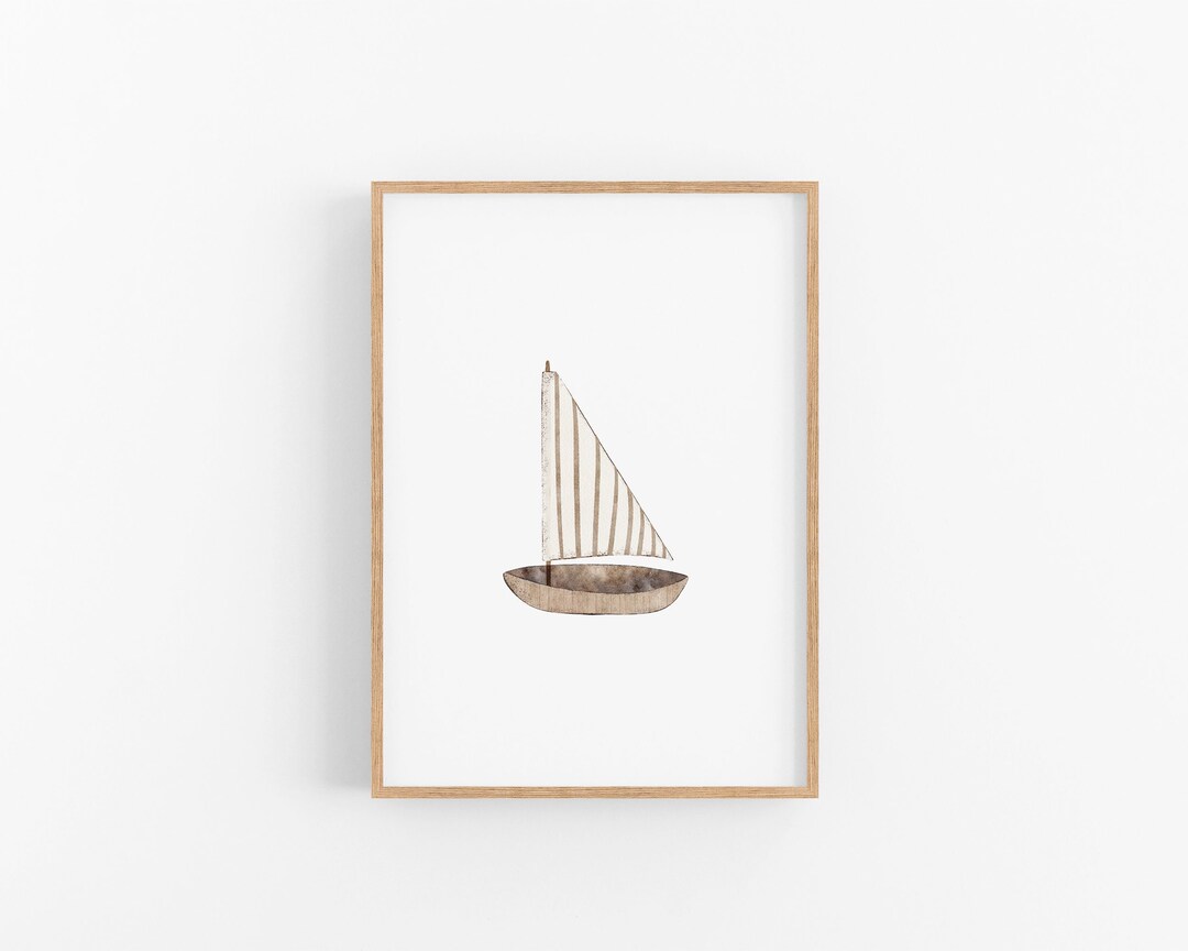 Sailing Boat Print | PRINTABLE Watercolor Sail Boat Wall Art, Gender ...