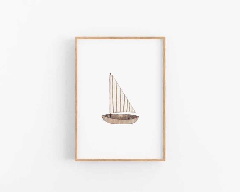 Sailing Boat Print | PRINTABLE Watercolor Sail Boat Wall Art, Gender ...