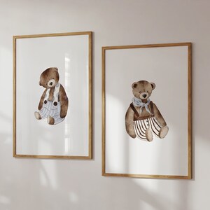 Set of 4 Teddy Bear Prints | Gallery Wall for Nursery, Baby Room Set of ...