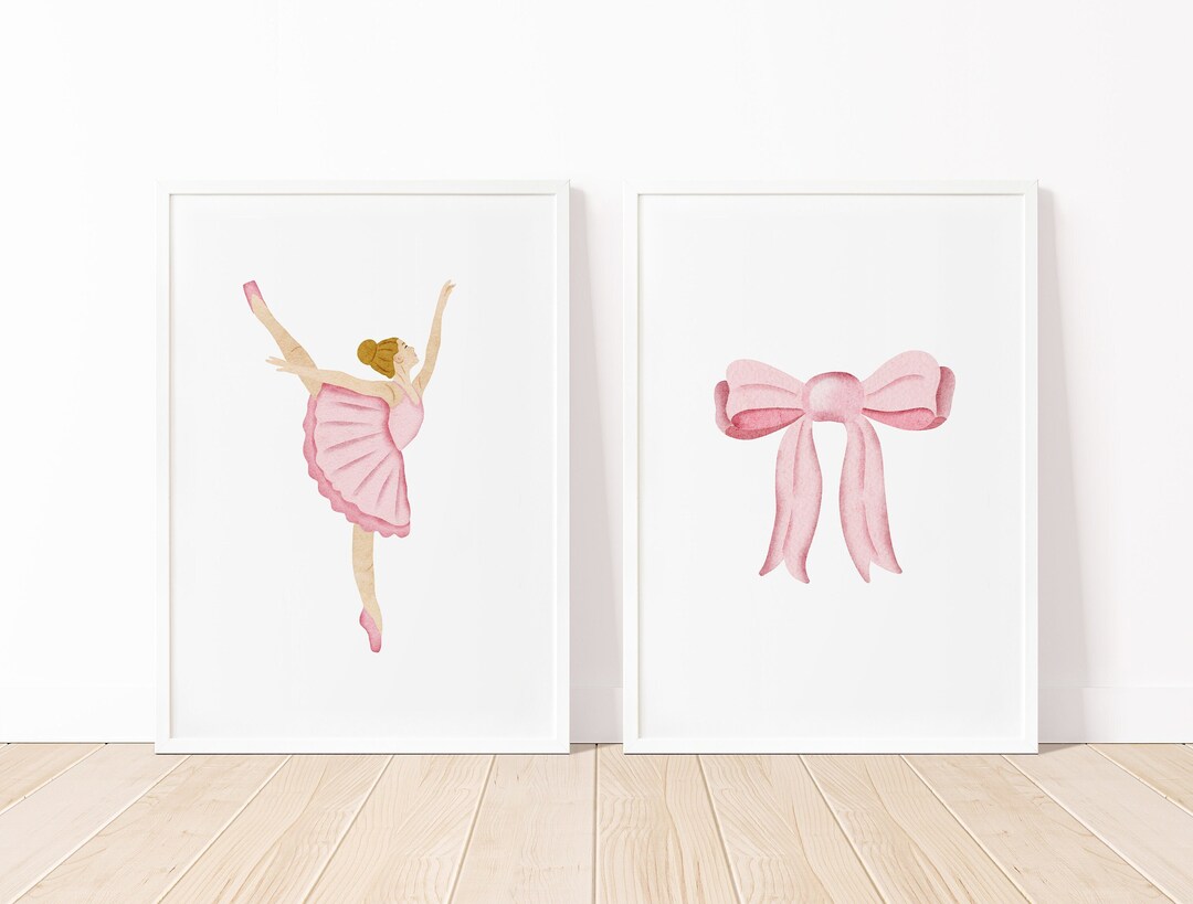 Set of 2 Girls Bedroom Prints | PRINTABLE Ballerina Wall Art, Pink ...