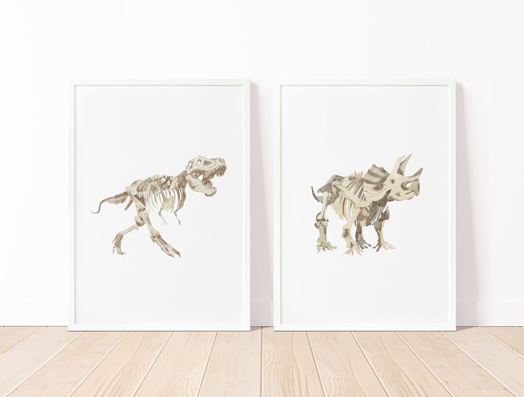 Set of 2 Dinosaur Prints | Printable Dinosaur Decor, Triceratops ...