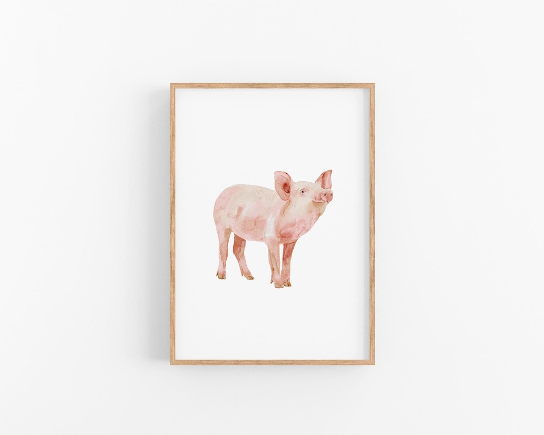 Pig Nursery Print | Printable Farm Nursery Decor, Happy Pig Print, Farm ...