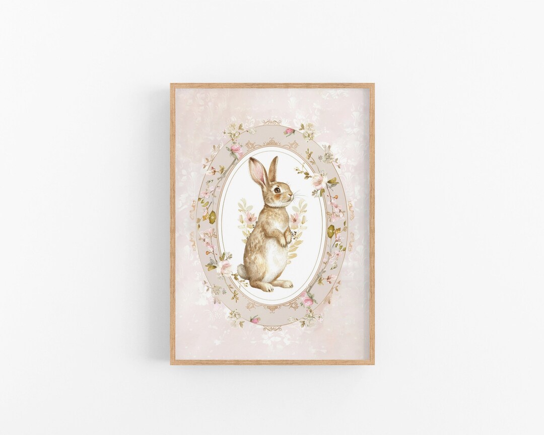 Vintage Bunny Print PRINTABLE Vintage Nursery Wall Art, Kids Rabbit ...