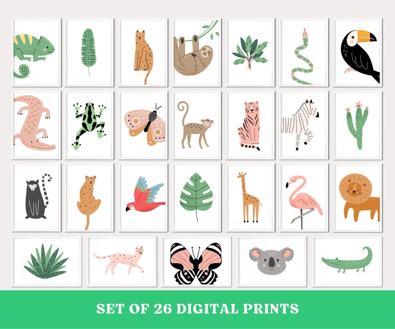 Set of Jungle Theme Nursery Prints, Safari Nursery Decor, Safari ...