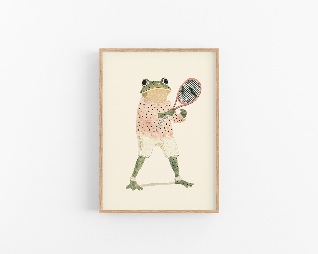 Tennis Frog Print | PRINTABLE Playroom Decor, Funny Kids Room Decor ...