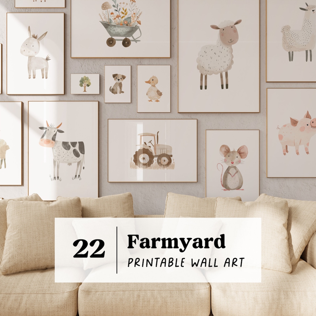 Farmyard Nursery Wall Art Bundle | PRINTABLE Farm Nursery Decor, Baby ...