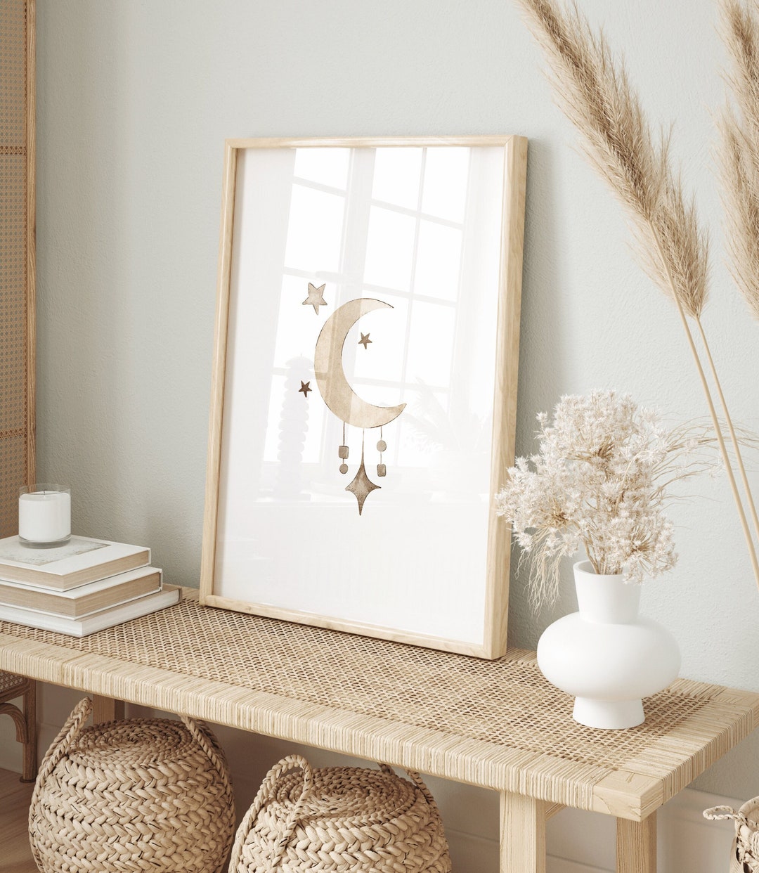 Moon and Stars Print | PRINTABLE Celestial Print, Gender Neutral ...