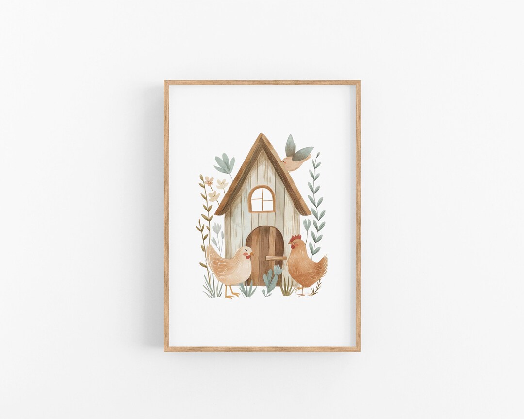 Hen House Print | Printable Farm Nursery Decor, Farm Themed Poster, Hen ...