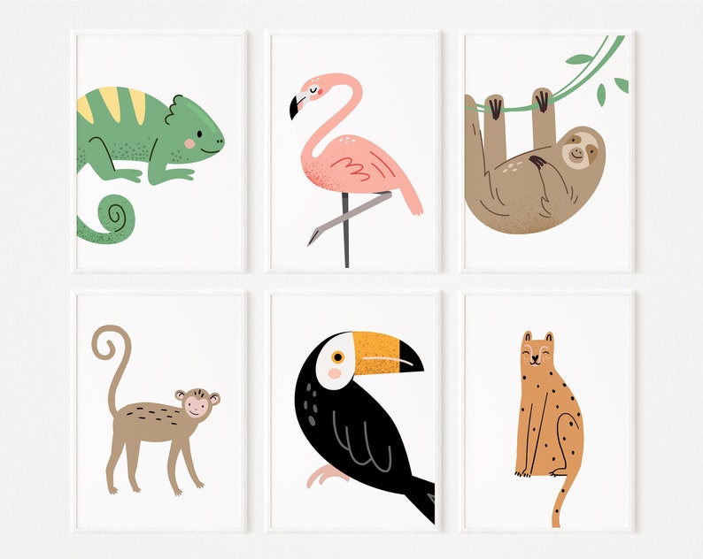 Set of Jungle Theme Nursery Prints Safari Nursery Decor, Animals Poster ...