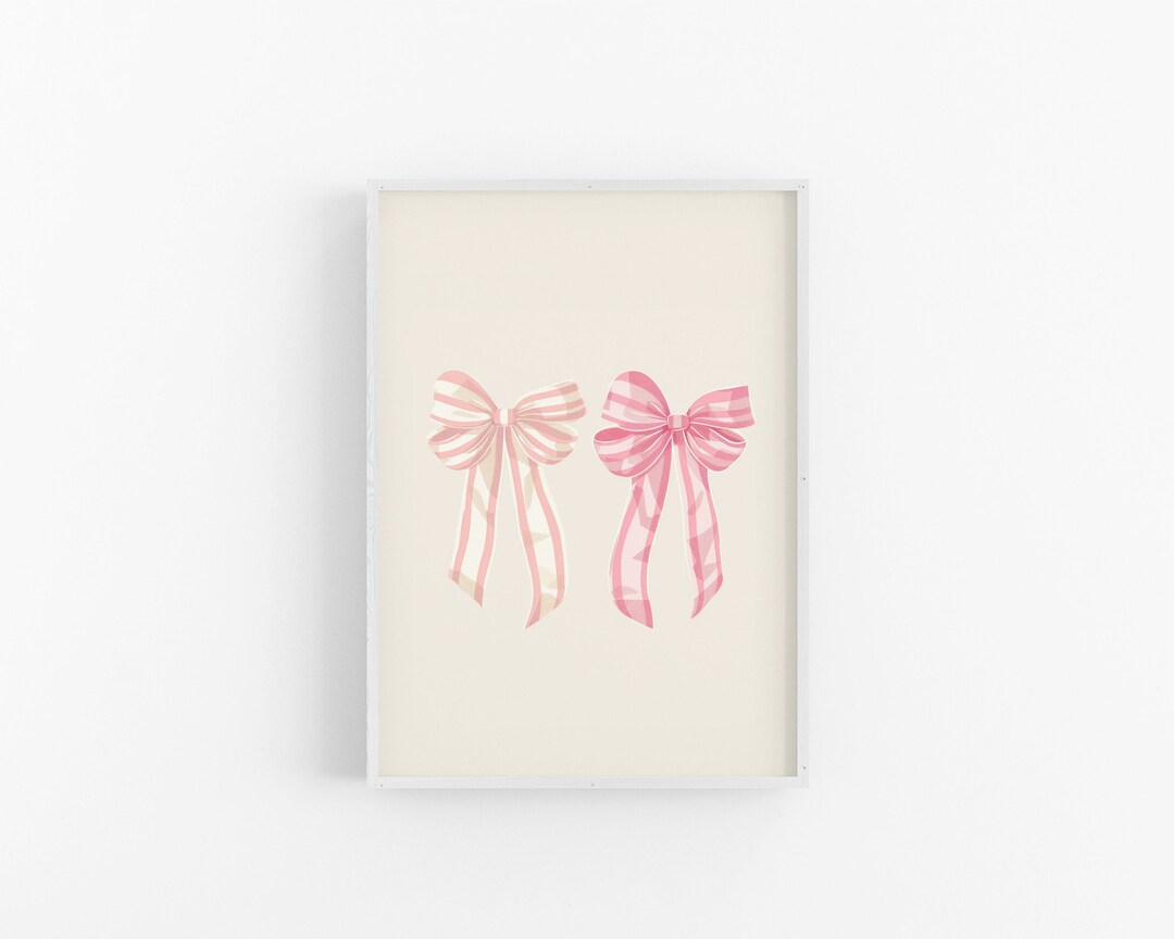 Double Bows Print | PRINTABLE Ballet Nursery Wall Art, Kids Pink Bow ...