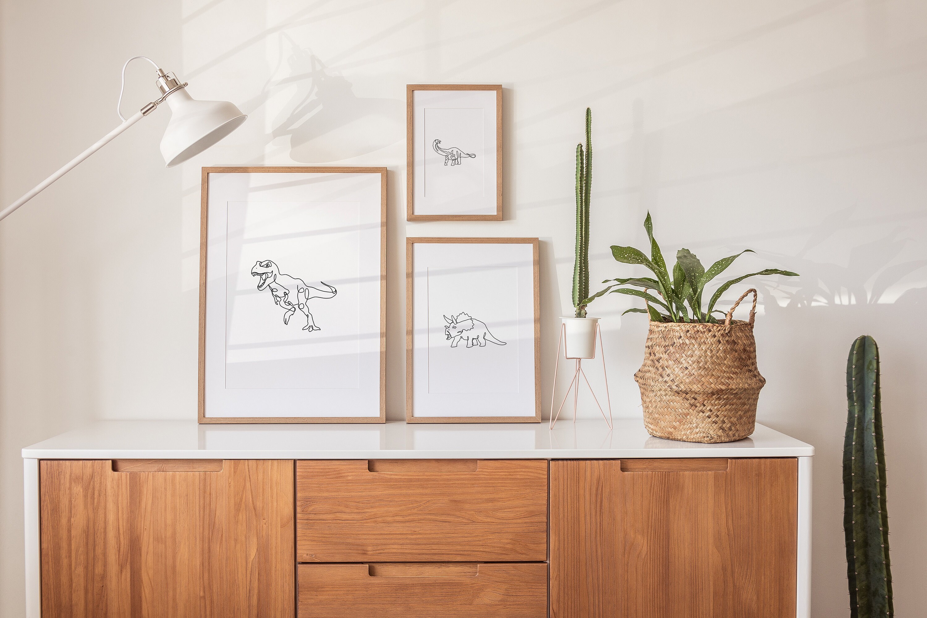 Set of 3 Dinosaur Line Art Prints PRINTABLE Dinosaur - Etsy