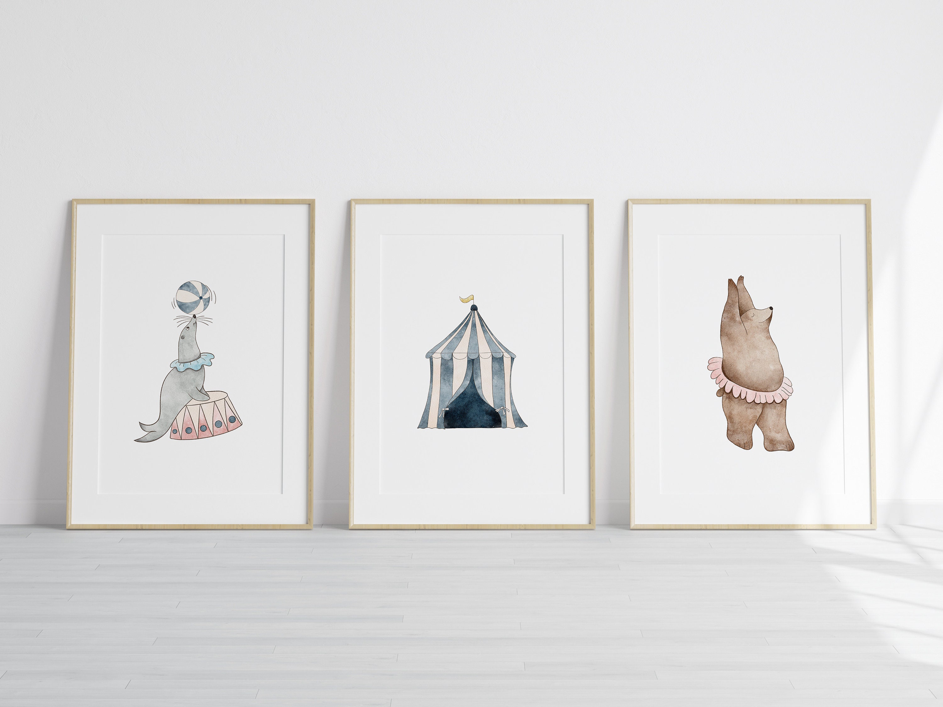 Circus Nursery Art Set of Three Prints, Circus Print 3 Piece Wall Art ...