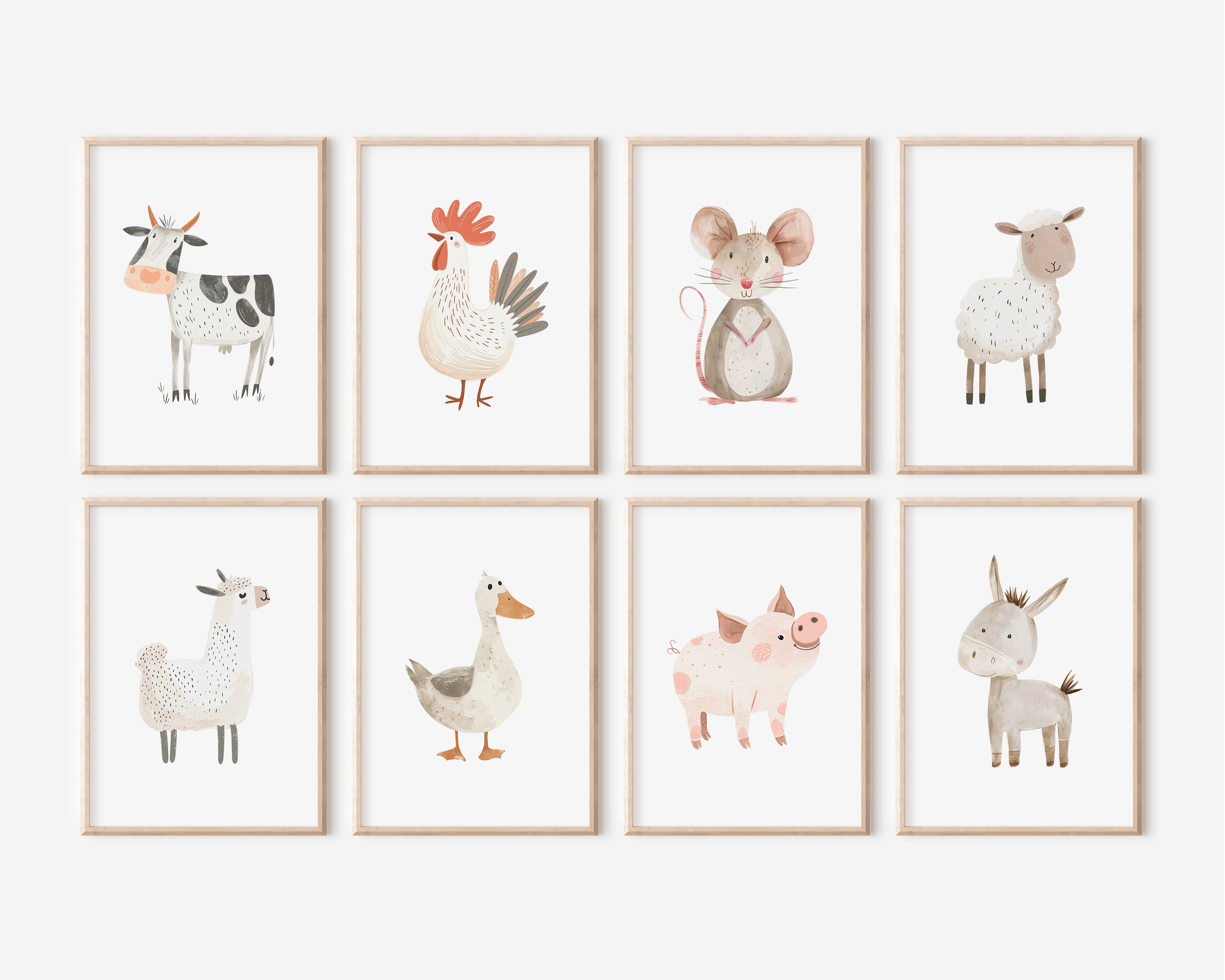 Set of 8 Farm Animal Prints | Printable Farm Nursery Decor, Farm ...