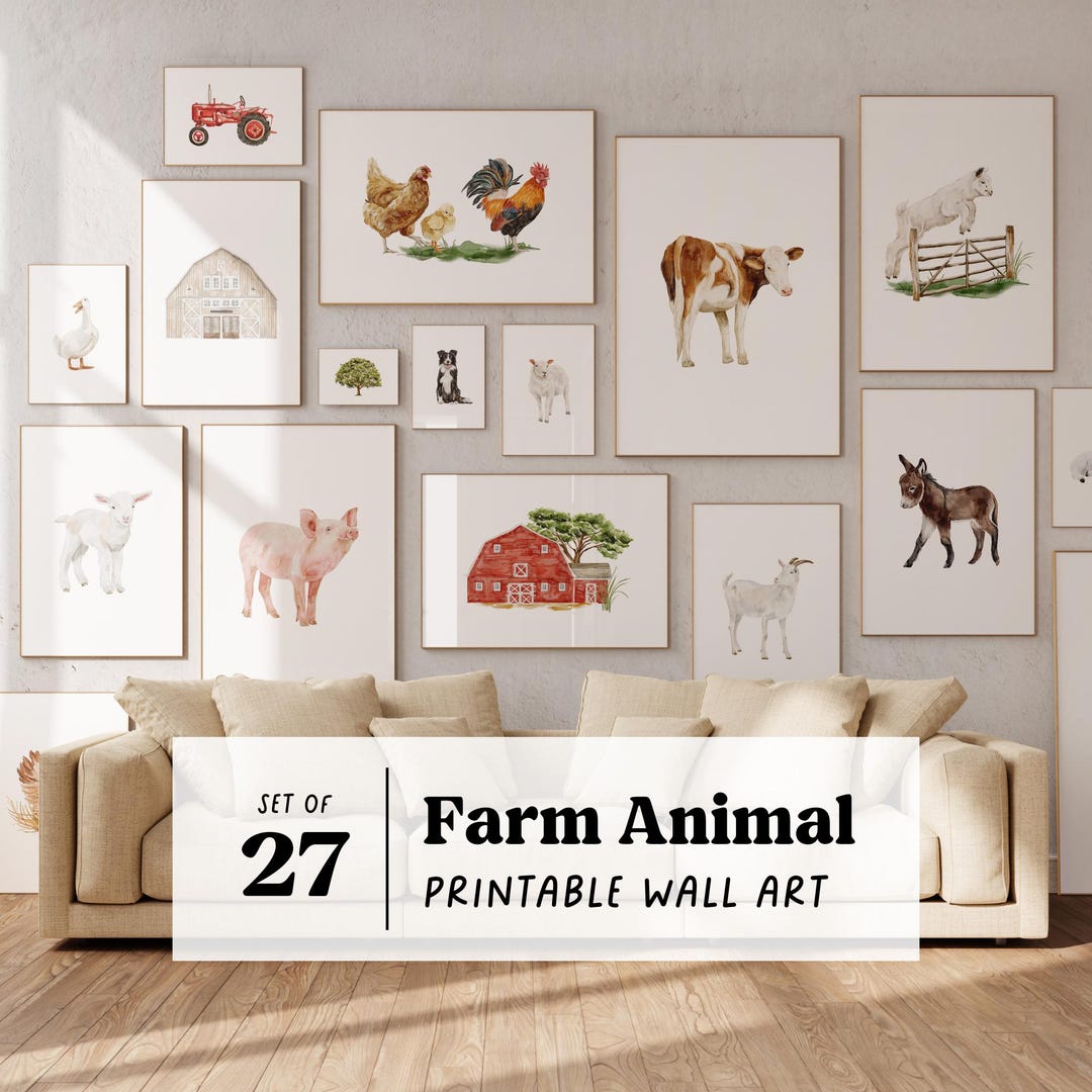 Set of Farm Themed Nursery Prints | PRINTABLE Farmyard Nursery Decor ...