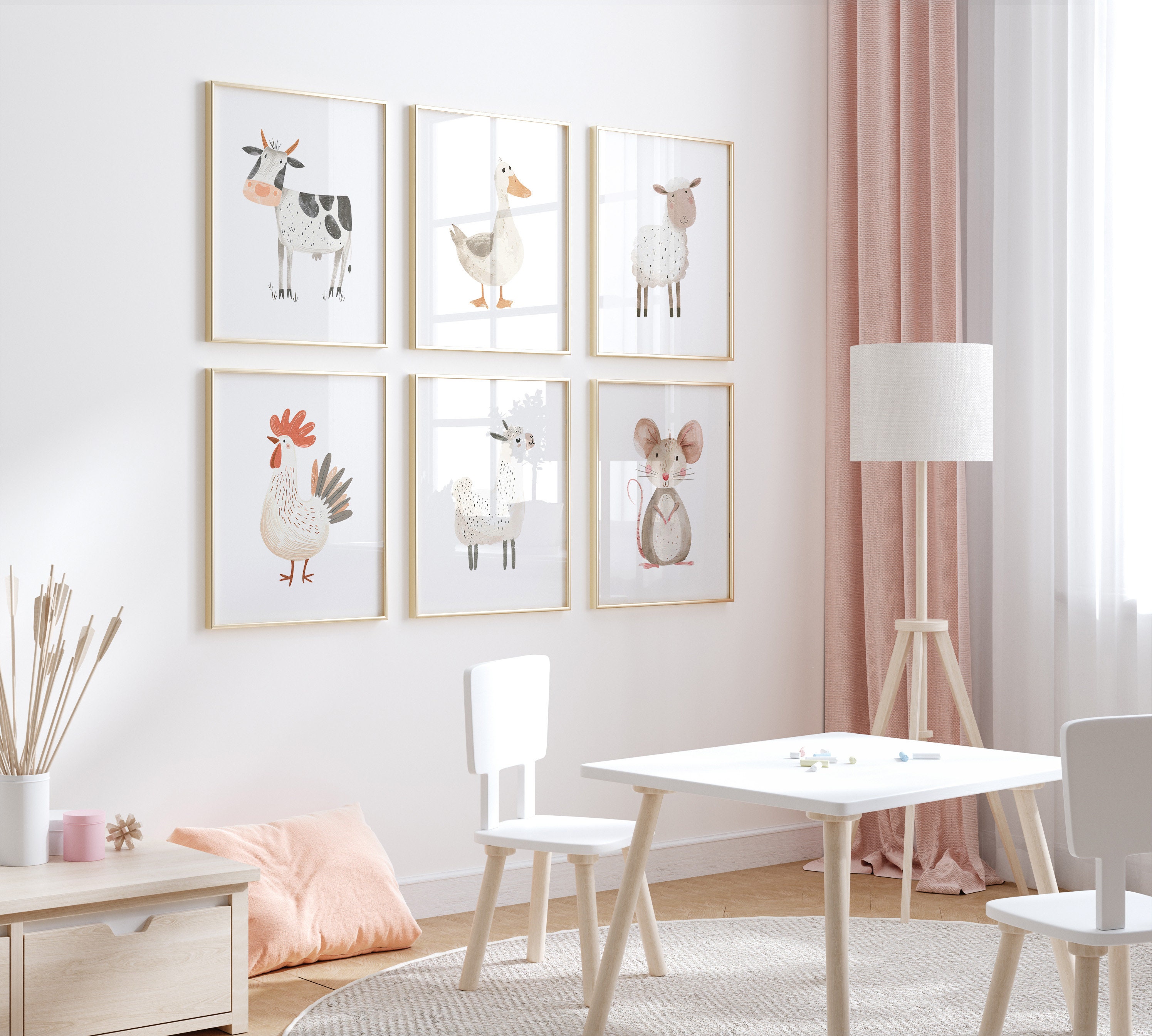 Set of 8 Farm Animal Prints Printable Baby Animal Gallery Wall Set ...