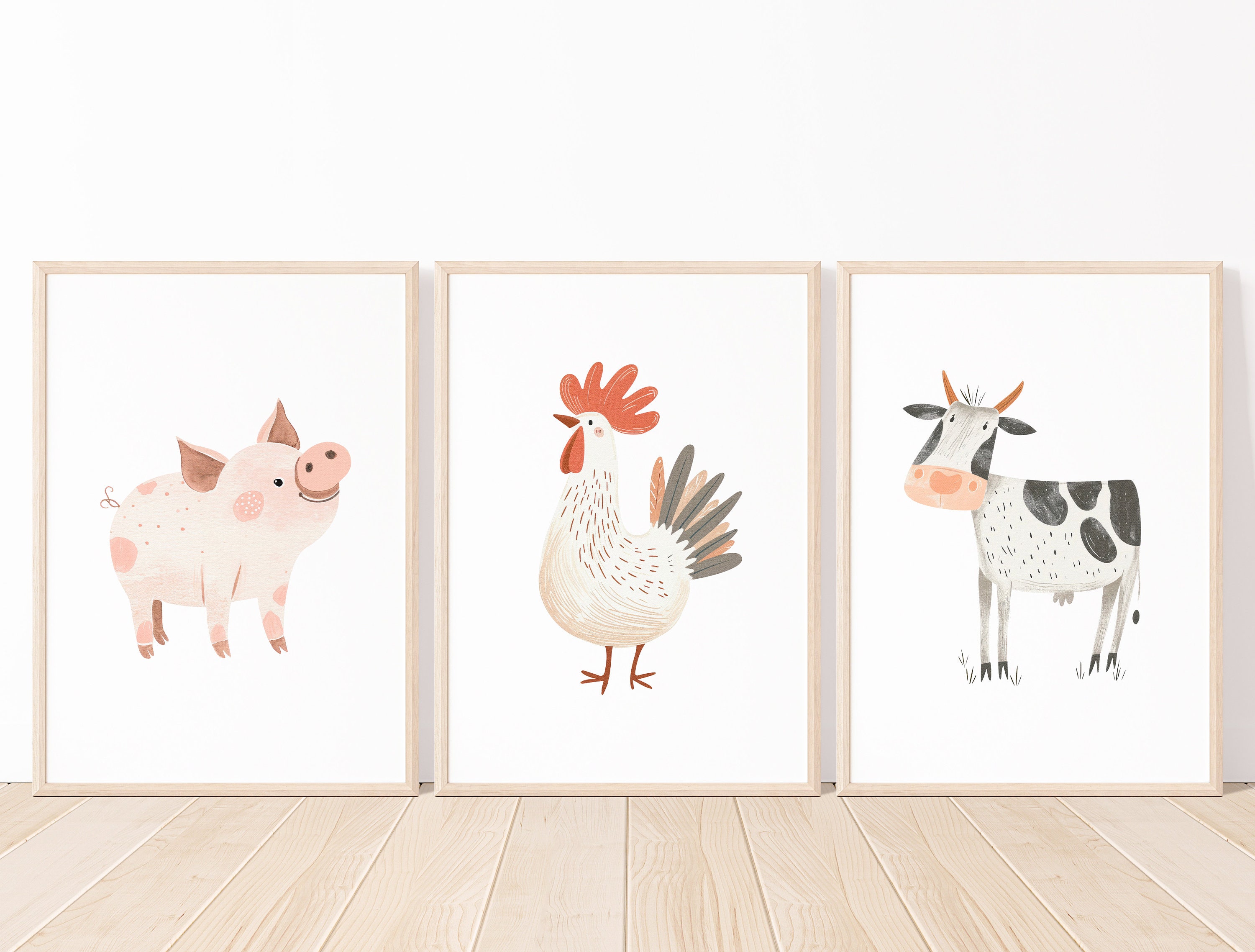Set of 8 Farmyard Nursery Prints | Printable Farm Nursery Decor, Cute ...