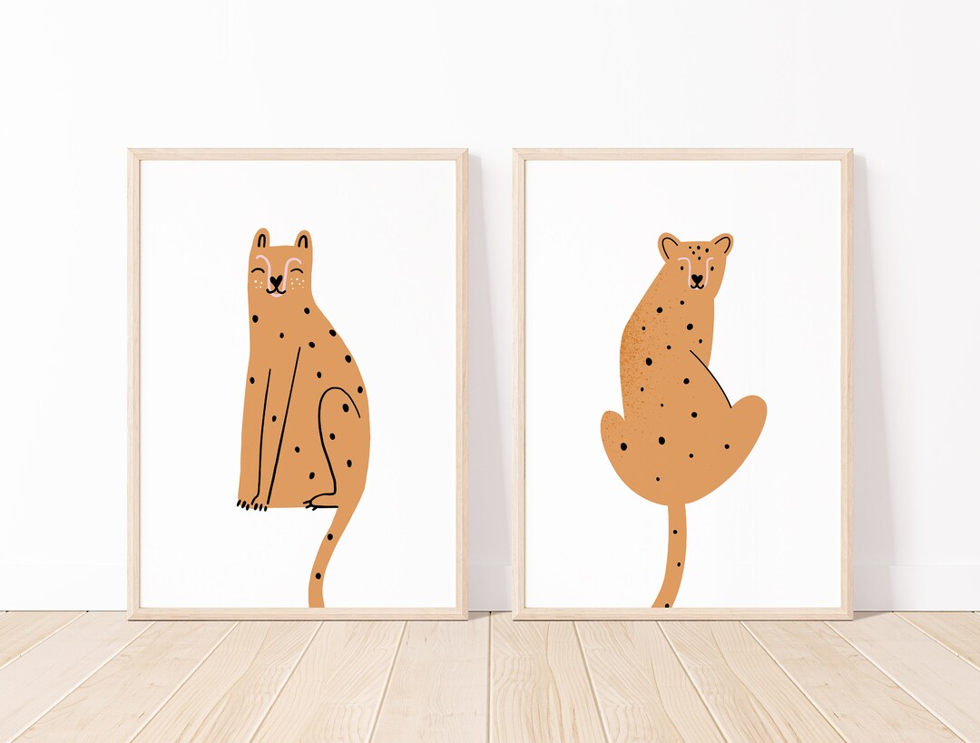 Set of 2 Cheetah Prints, Jungle Theme Nursery Decor Safari Prints ...