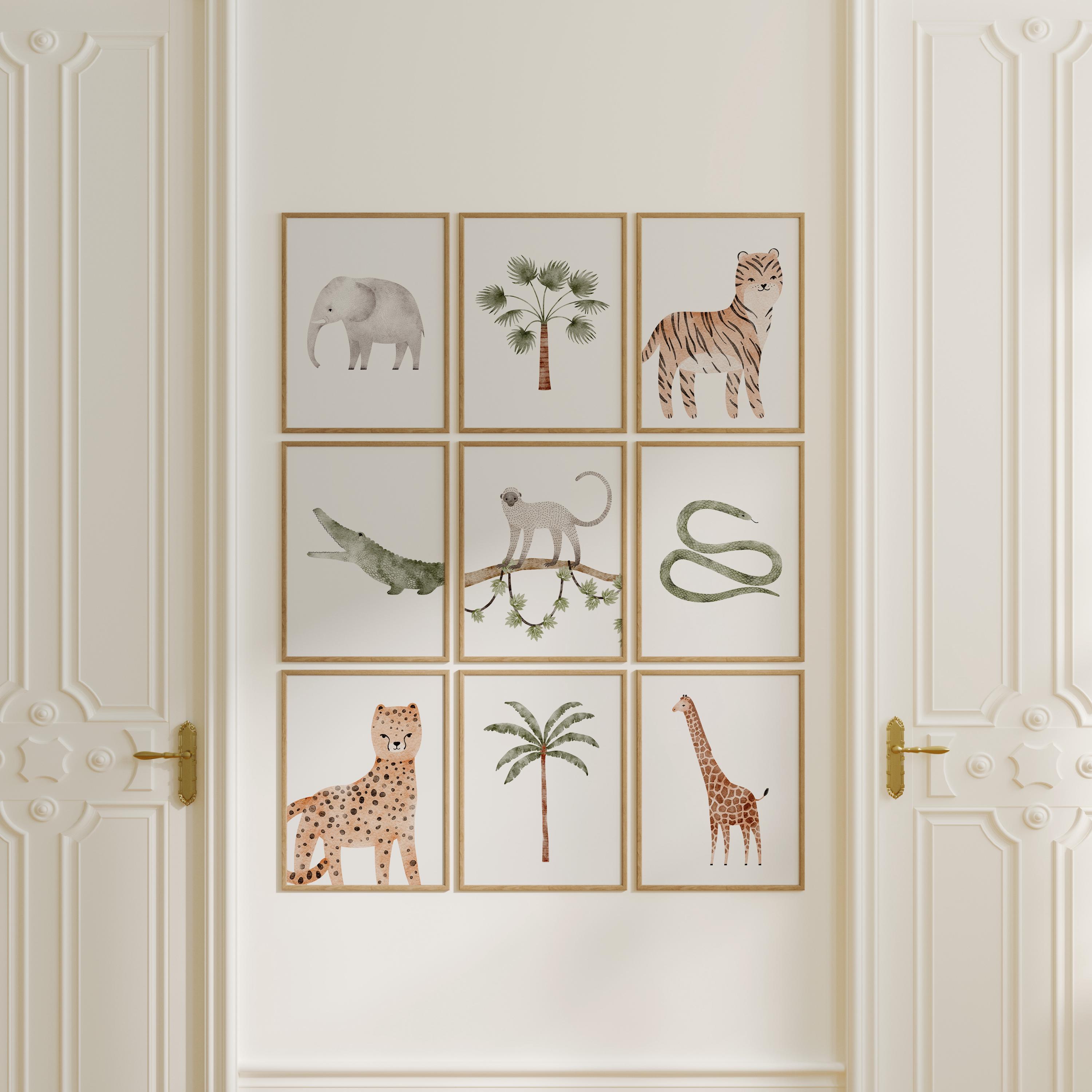 Set of Jungle Theme Nursery Prints, Printable Jungle Wall Art Safari ...