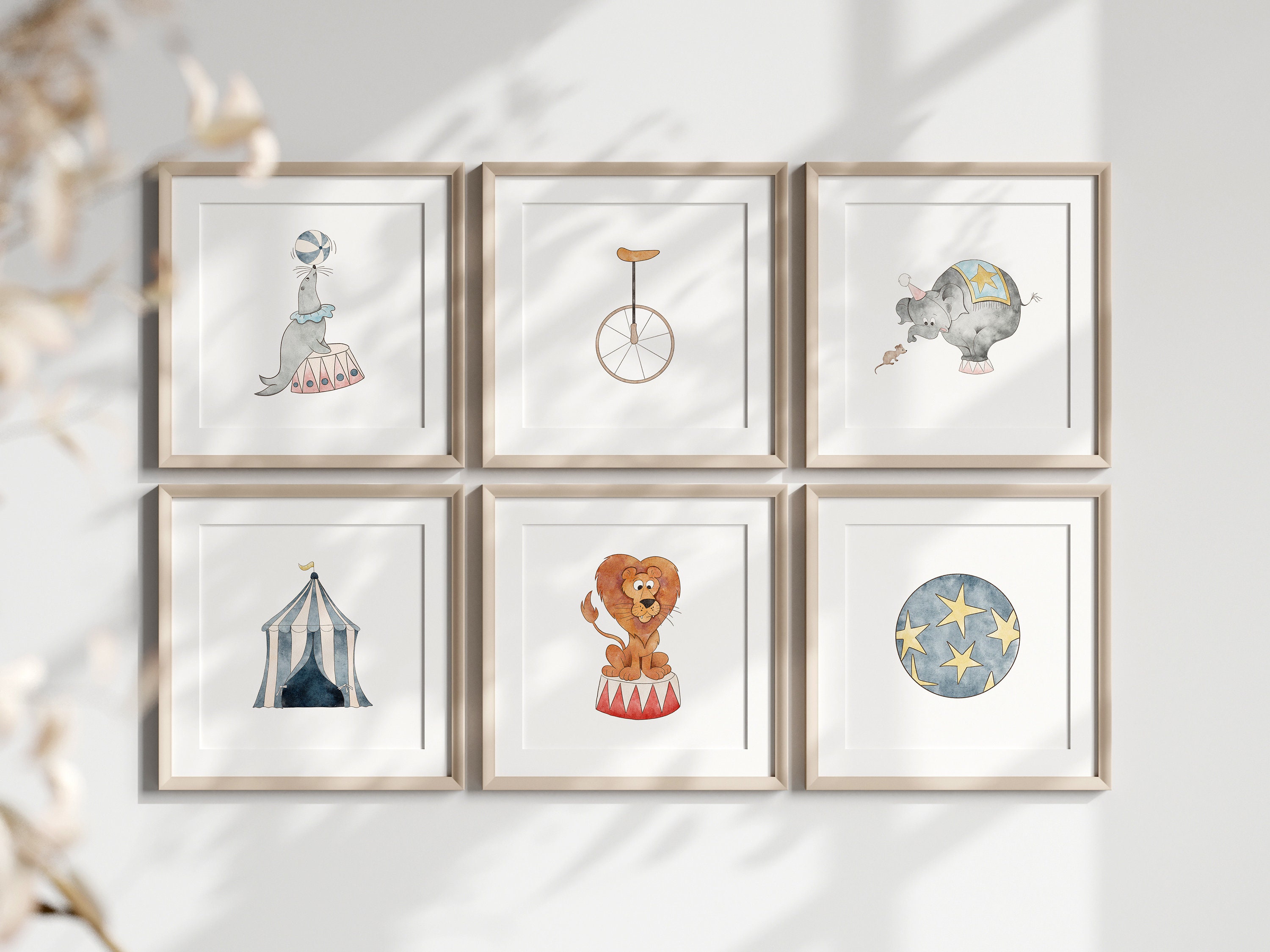 Set of 6 Circus Nursery Prints, PRINTABLE Nursery Circus Poster ...