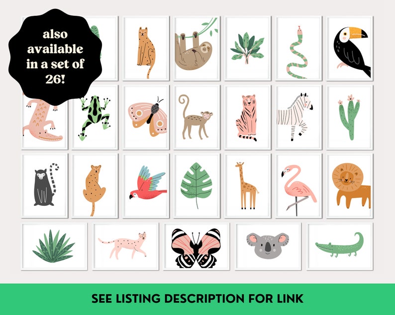Set of Jungle Theme Nursery Prints | Safari Nursery Decor, Animals ...