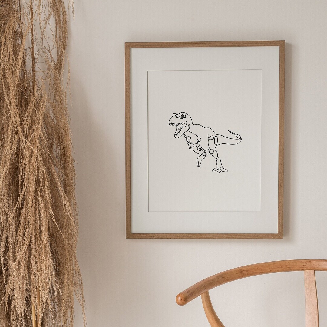 T-rex Line Art Print | T-rex Print, Dinosaur Printable, Dinosaur ...