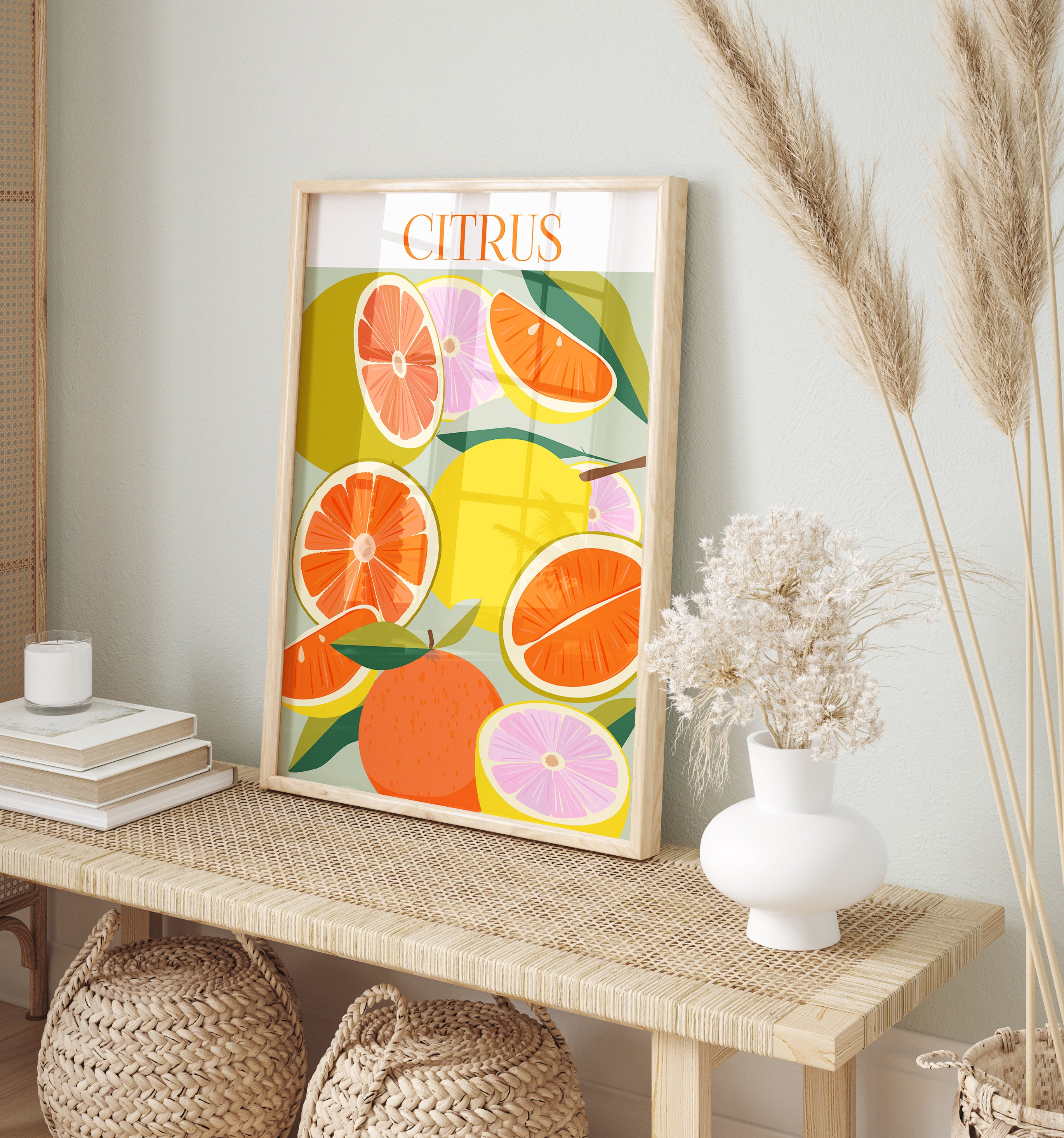Citrus Print PRINTABLE Botanical Wall Art Colorful Wall - Etsy