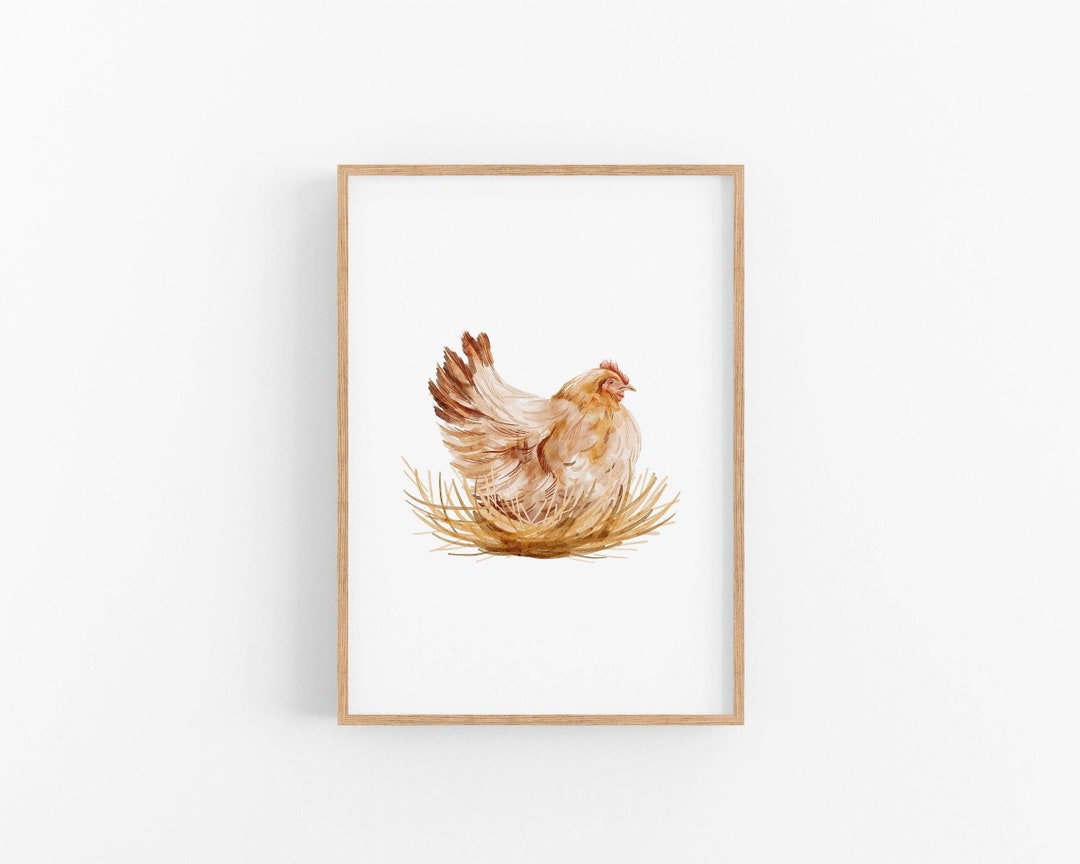 Hen Print | Printable Farm Nursery Decor, Chicken Farm Animals Poster ...