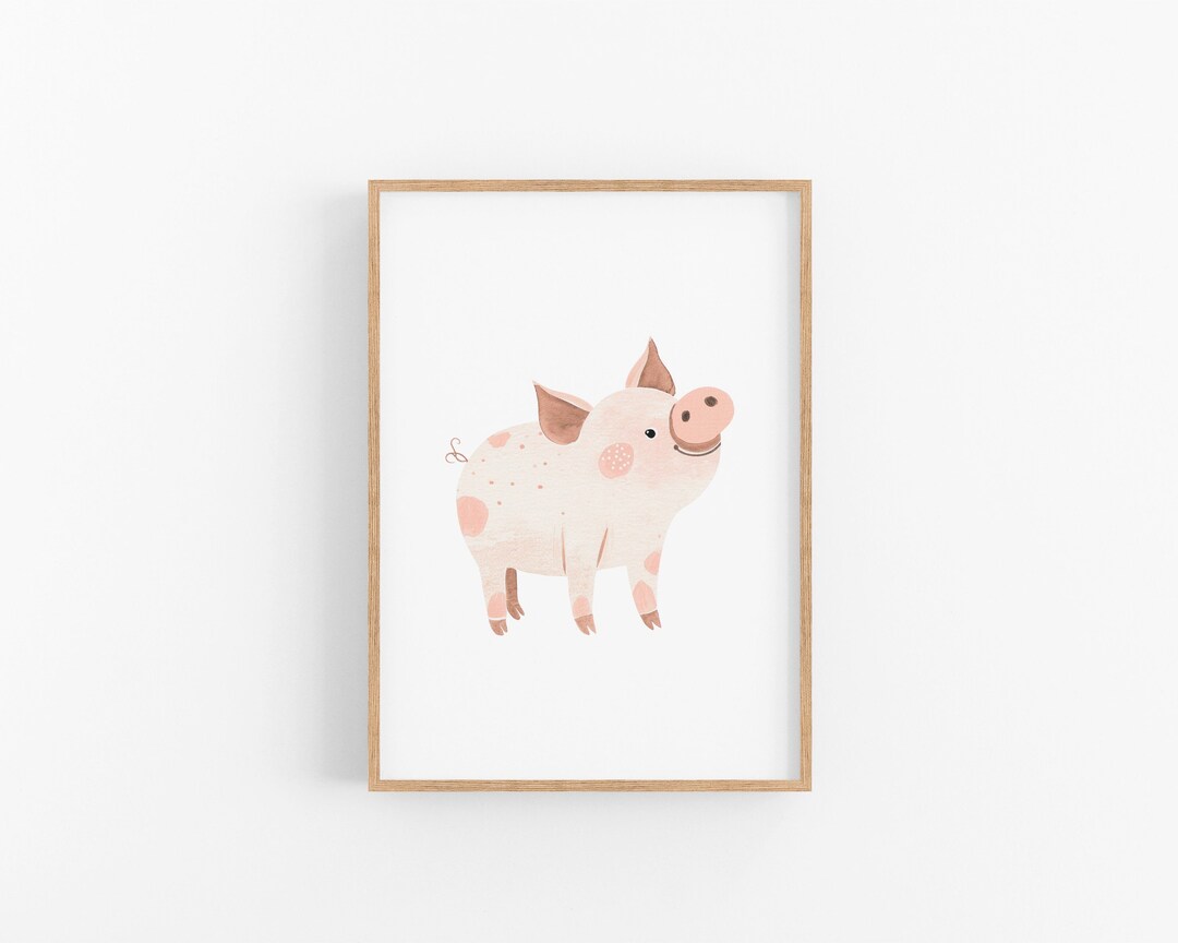 Pig Nursery Print | Printable Farm Nursery Decor, Farm Animals Poster ...