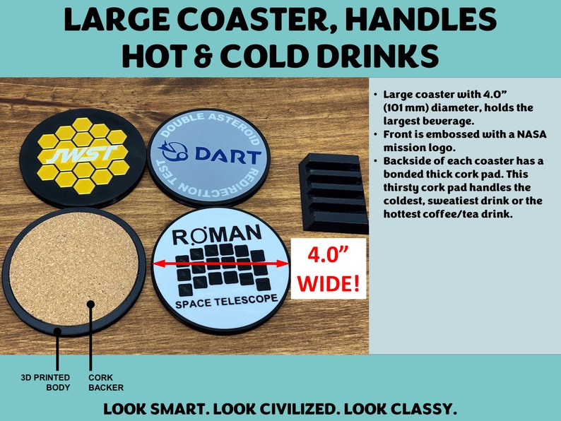 NASA Mission Logo Coasters: James Webb, Roman Space Telescope, DART - Etsy