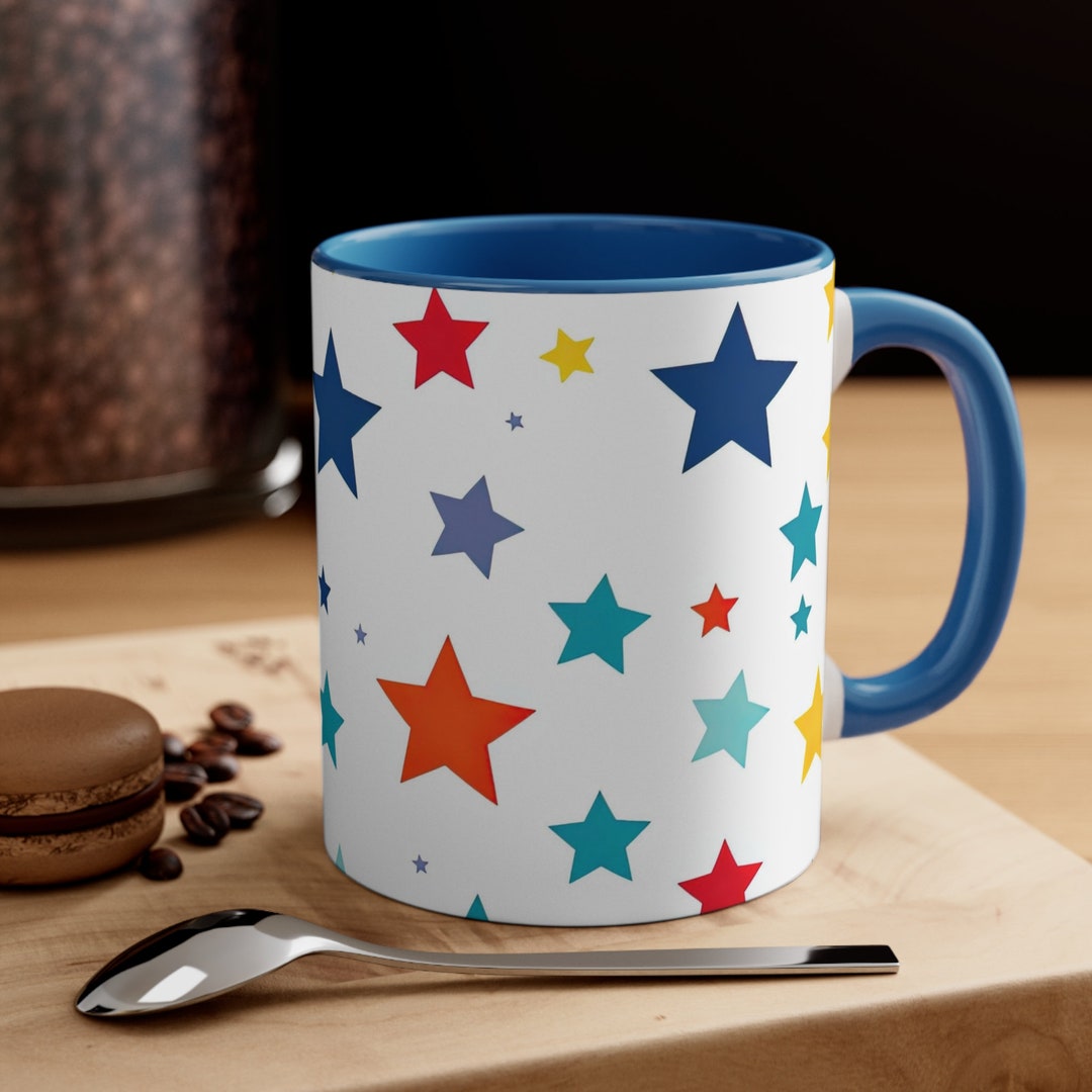 Colorful Stars Accent Mug Cute Mug Coffee Mug Ceramic Mug - Etsy