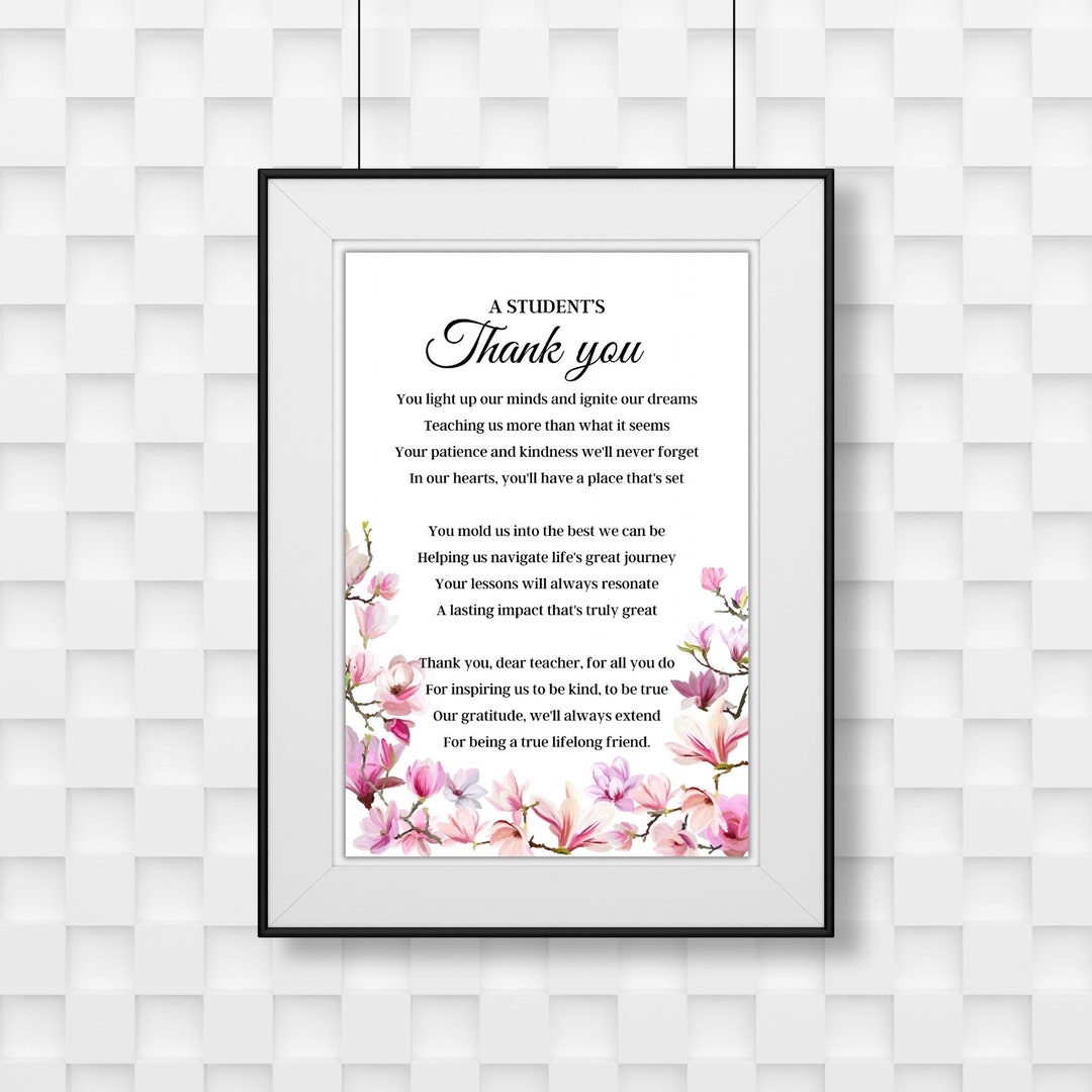 Teacher Appreciation Gift, Teachers Thank You Gift, A Student's Thank ...