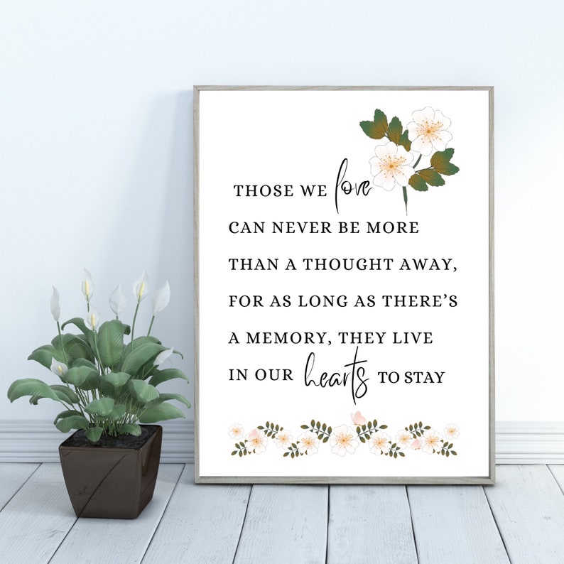 Memorial Poem Print: Sympathy Gift, Grief Quote Wall Art (digital ...