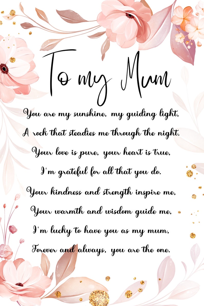 Mother Poem Art Print: Floral Mum Gift (digital Download) - Etsy