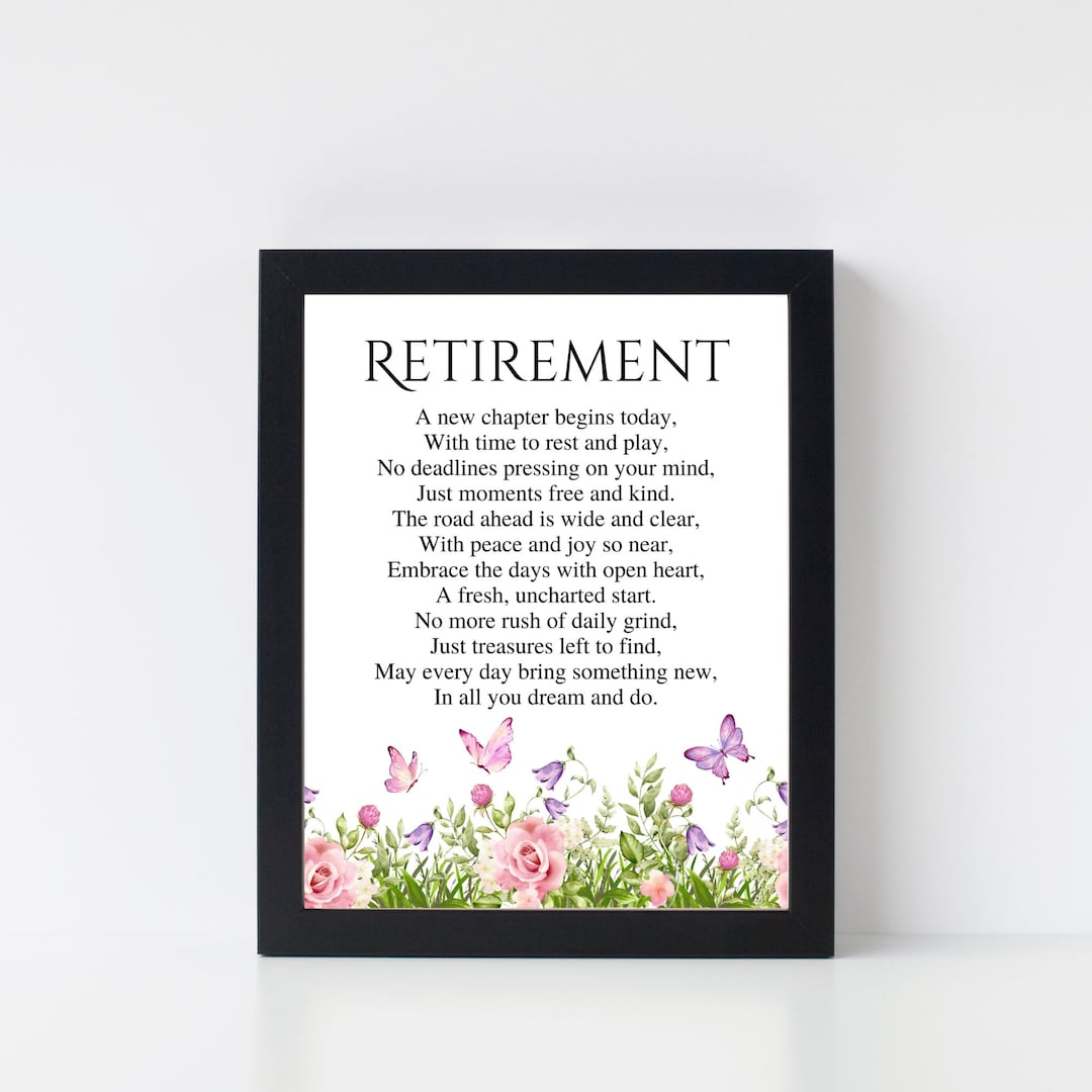 Retirement, Retirement Poem, Retirement Flower Gift Printable, Teacher ...