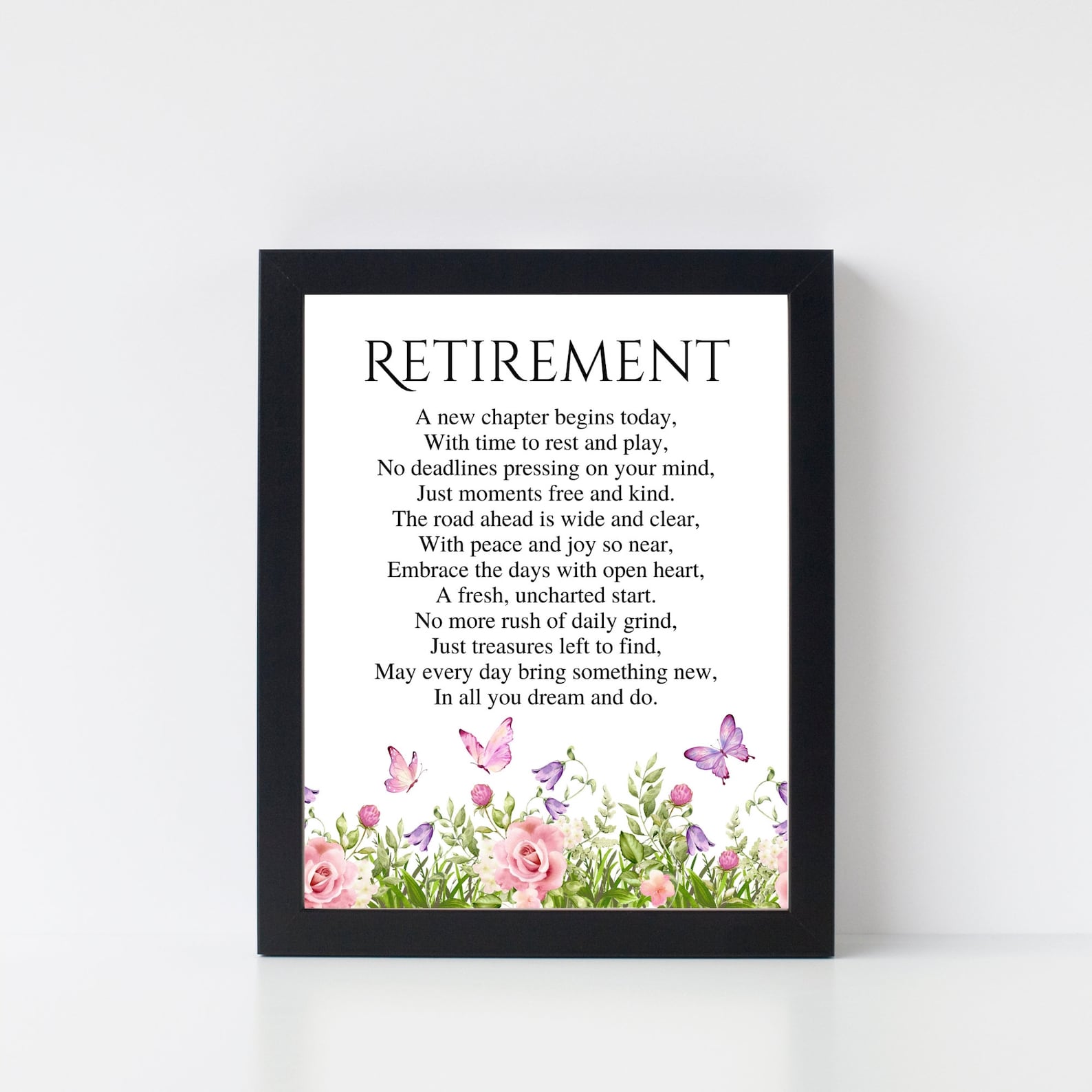 Retirement Poem Printable: Floral Gift for Coworker, Teacher (digital ...