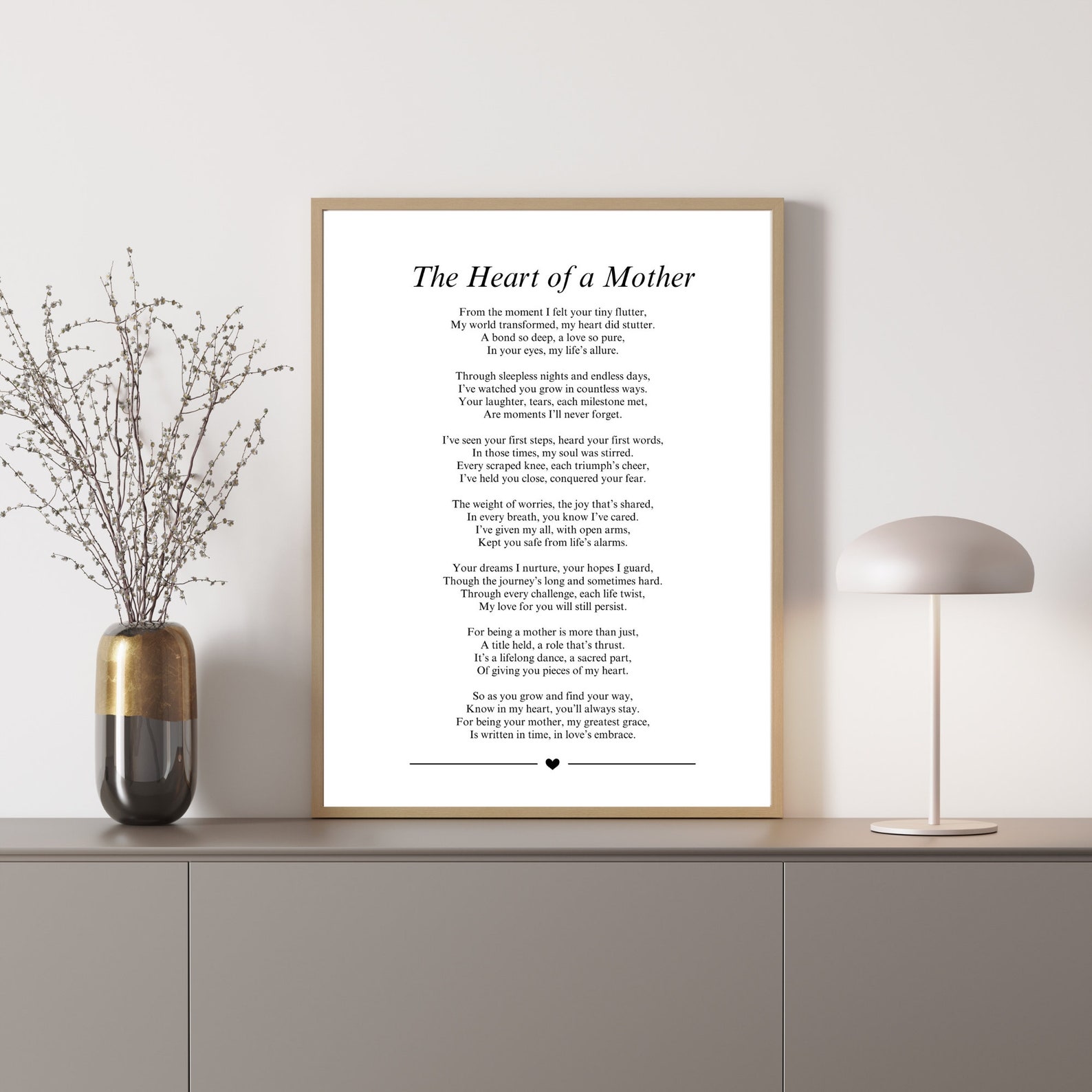 The Heart of A Mother Poem, Gift for Mother, Baby Shower Gift, Poem for ...