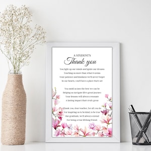 Teacher Appreciation Gift, Teachers Thank You Gift, A Student's Thank ...