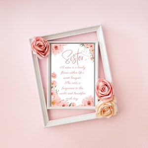 Sister Poem Wall Art Print, Poem for Sister, Floral Flowers Quote ...